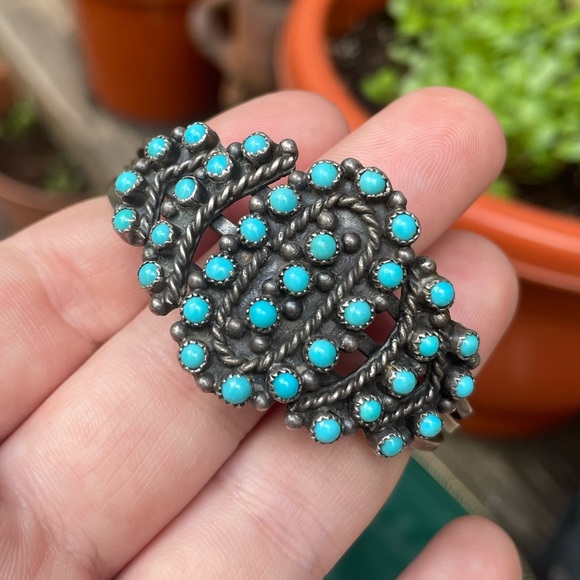 Jewelry | Zuni Native American Petite Point Snake Eyes Turquoise Cuff ...